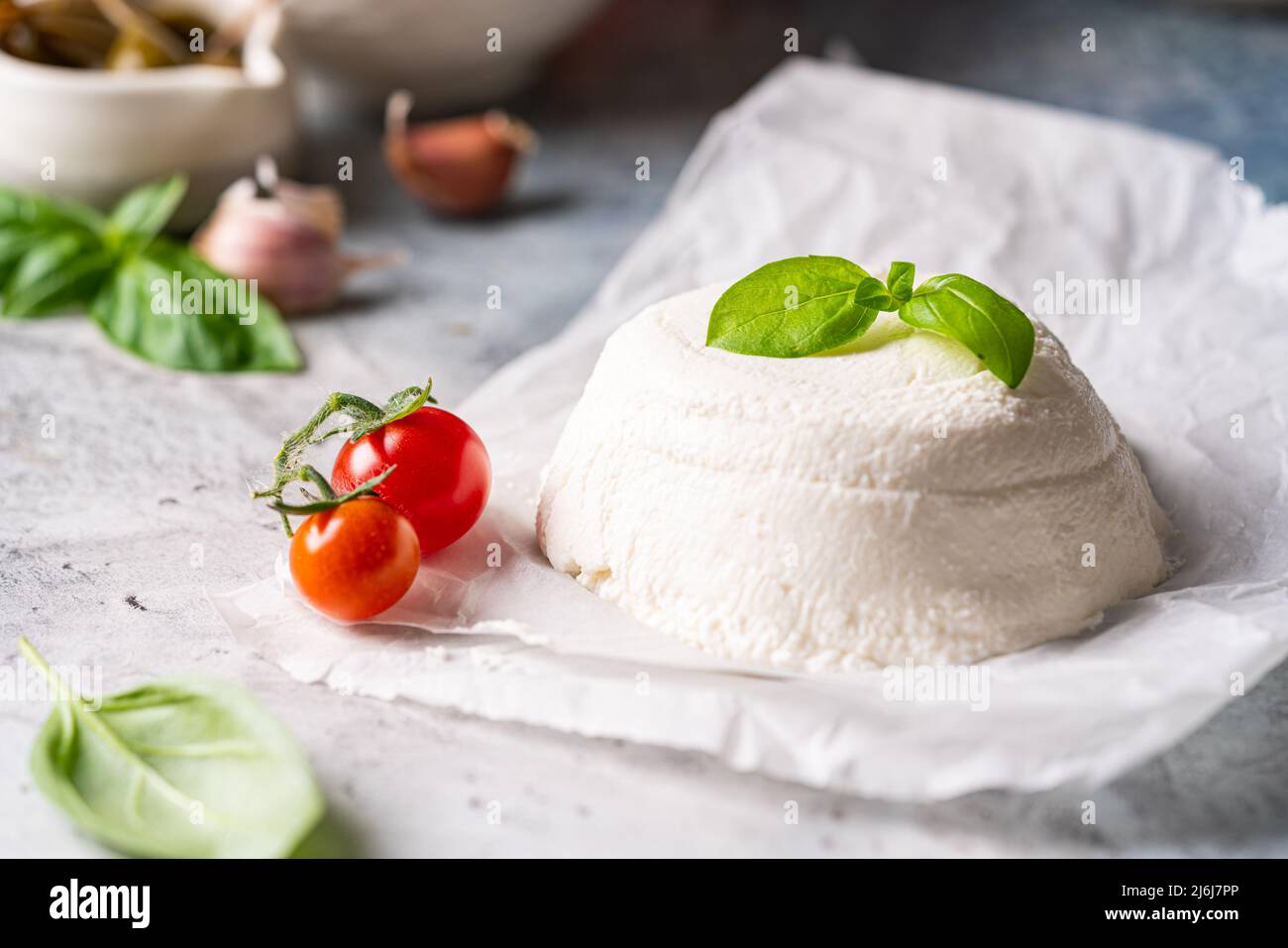Homemade Italian ricotta cheese Stock Photo - Alamy