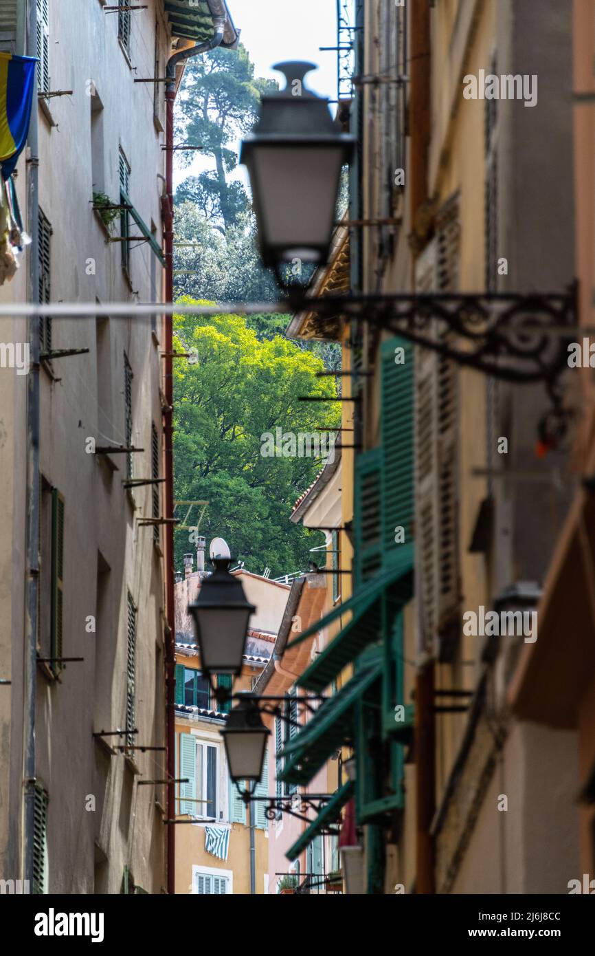 A narrow street in Nice old Town, France Stock Photo - Alamy
