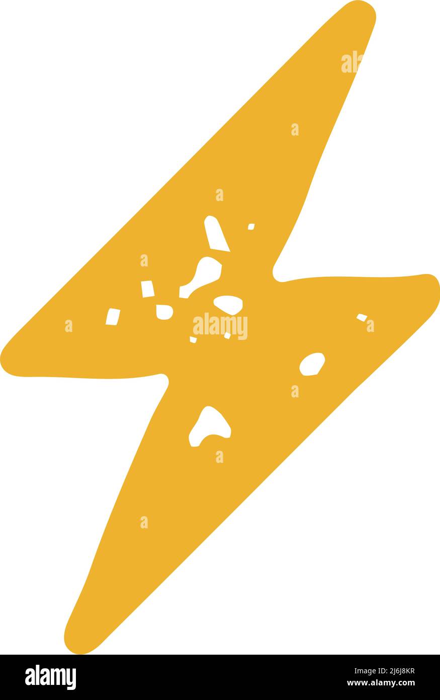 Hand drawn minimalist yellow lighting storm symbol of summer rainy ...