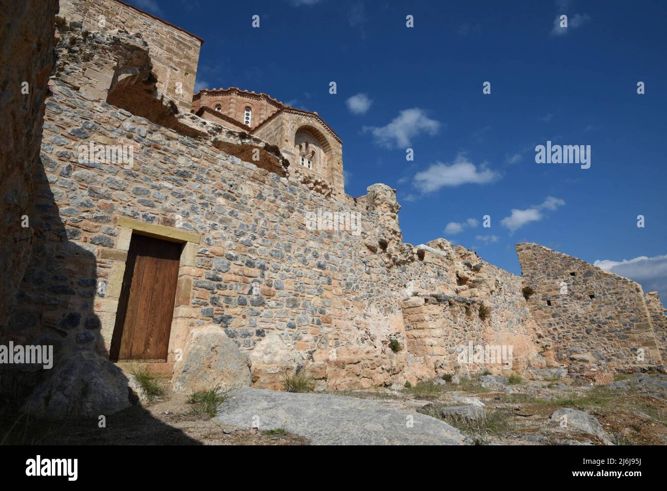 Landscape with scenic exterior view of Aghia Sophia a 12th century ...