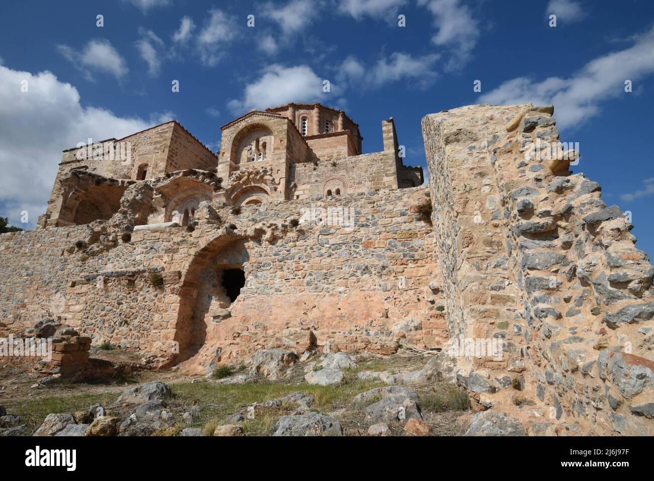 Landscape with scenic exterior view of Aghia Sophia a 12th century ...