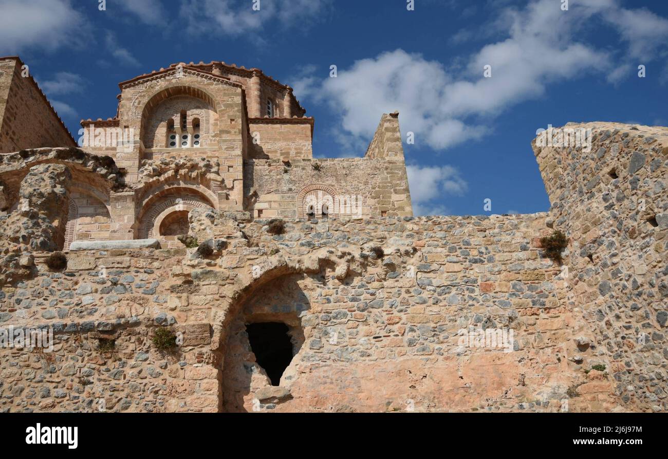 Landscape with scenic exterior view of Aghia Sophia a 12th century ...