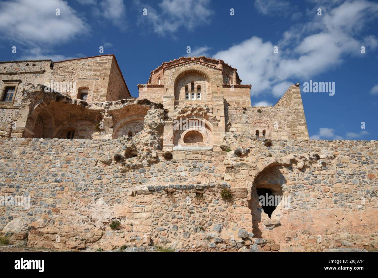 Landscape with scenic exterior view of Aghia Sophia a 12th century ...