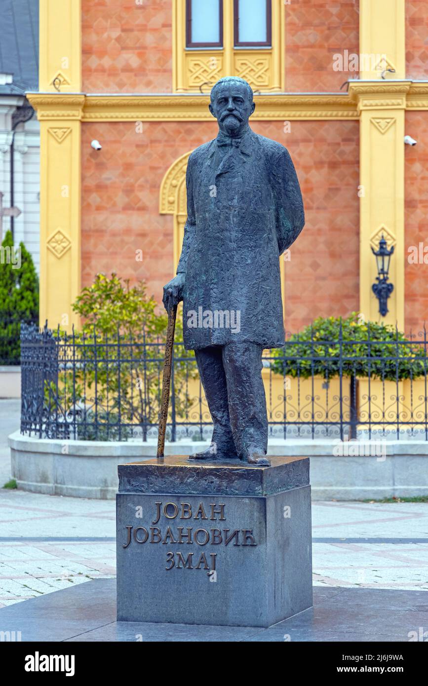 Novi Sad, Serbia - September 21, 2021: Bronze Statue of Jovan Jovanovic ...