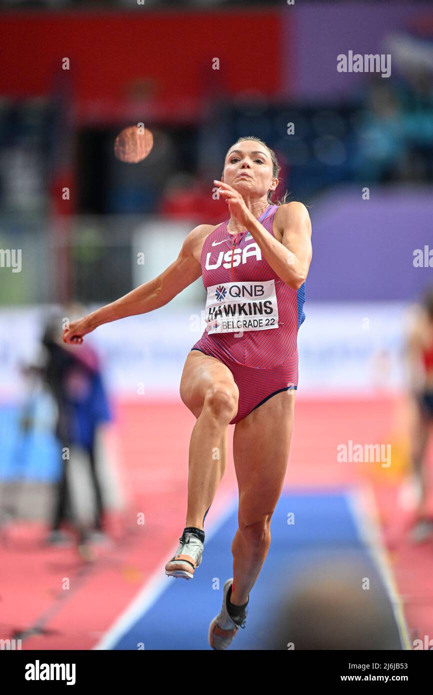 Chari Hawkins participating in the Belgrade 2022 World Indoor ...