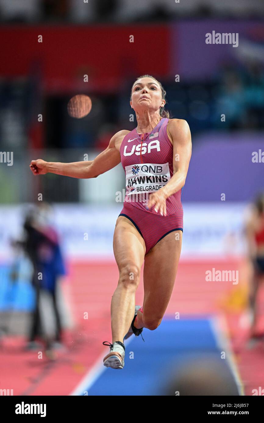 Chari Hawkins participating in the Belgrade 2022 World Indoor ...