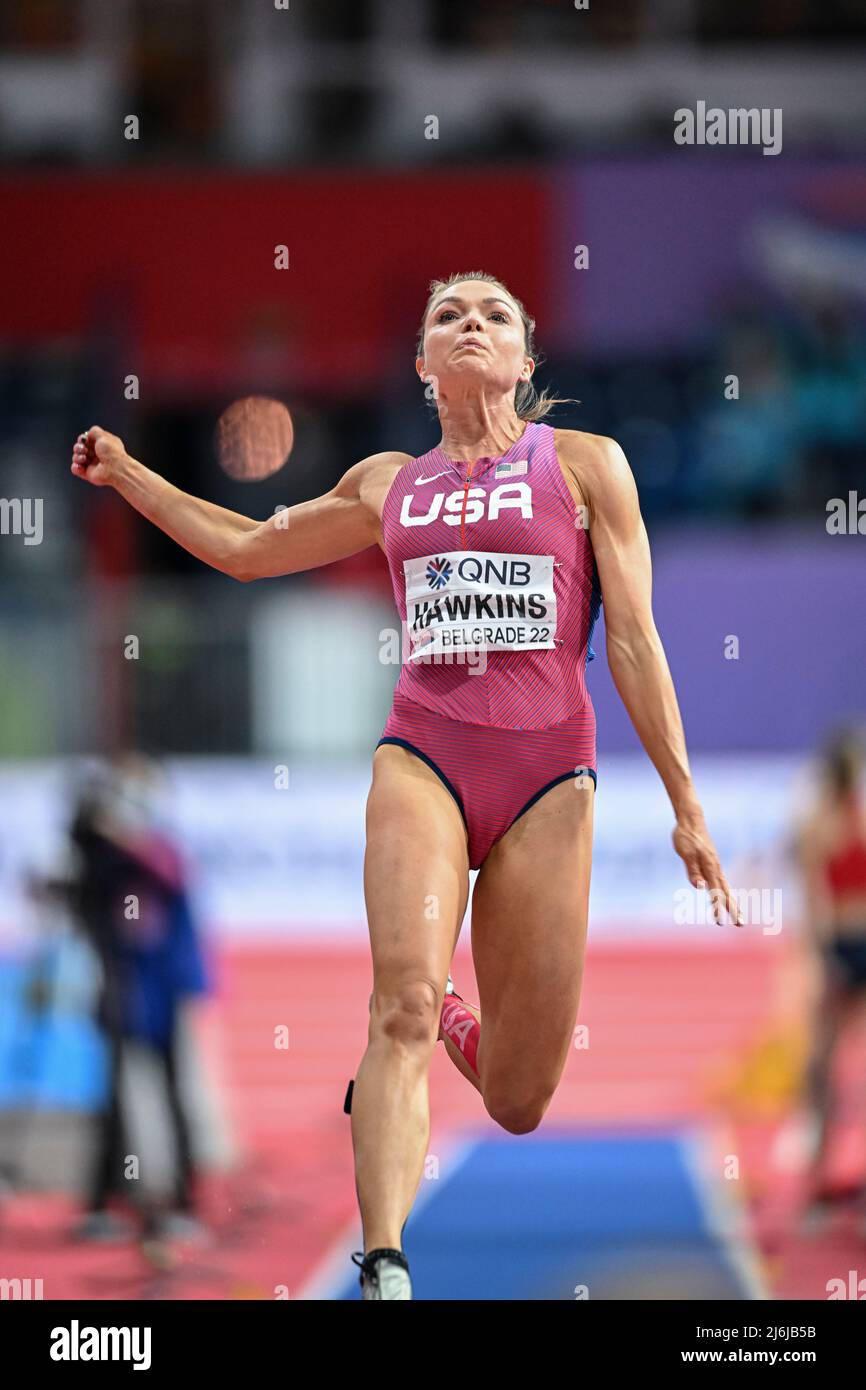 Chari Hawkins participating in the Belgrade 2022 World Indoor ...