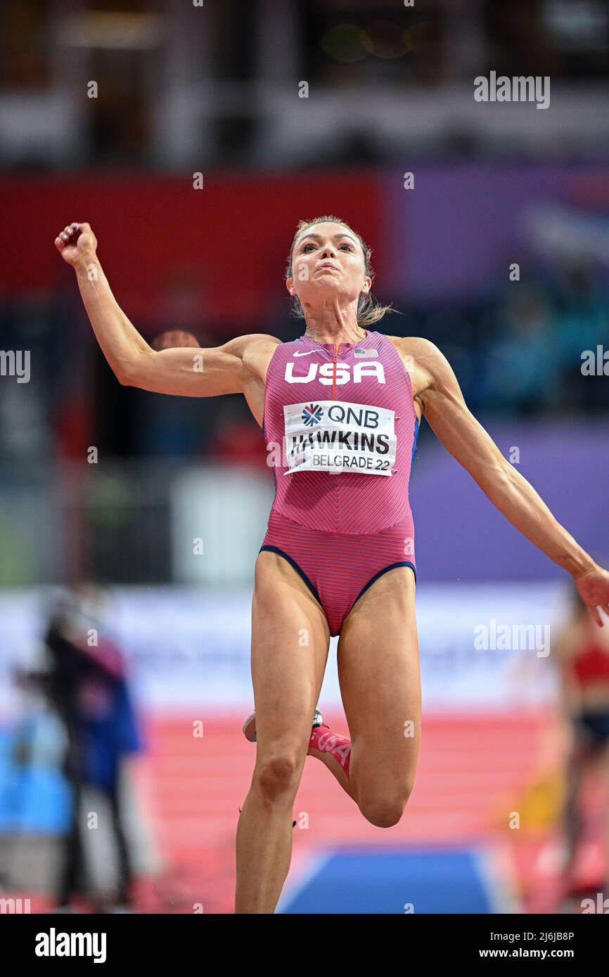 Chari Hawkins participating in the Belgrade 2022 World Indoor ...