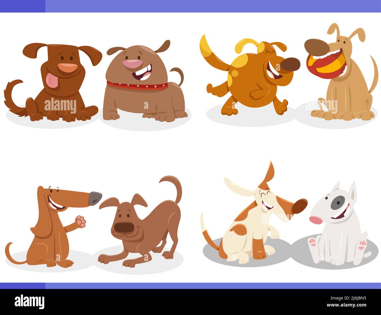 Cartoon illustration of happy dogs animal characters set Stock Vector ...