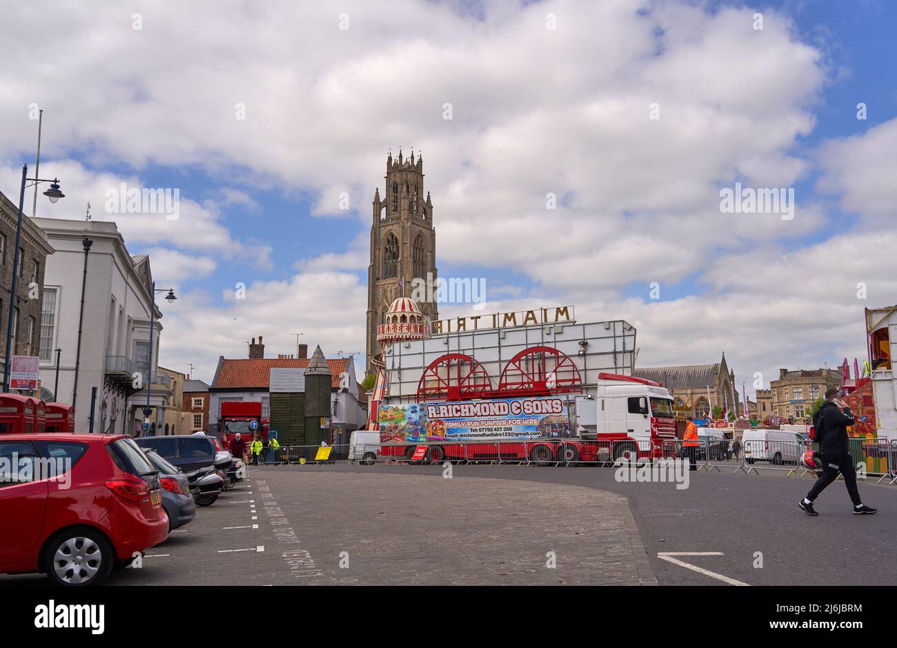 Fair setting up in Boston, UK Stock Photo - Alamy