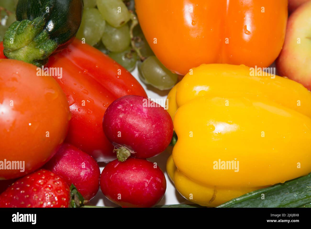 close up of colorful fresh fruit, A variety of succulent organic ...