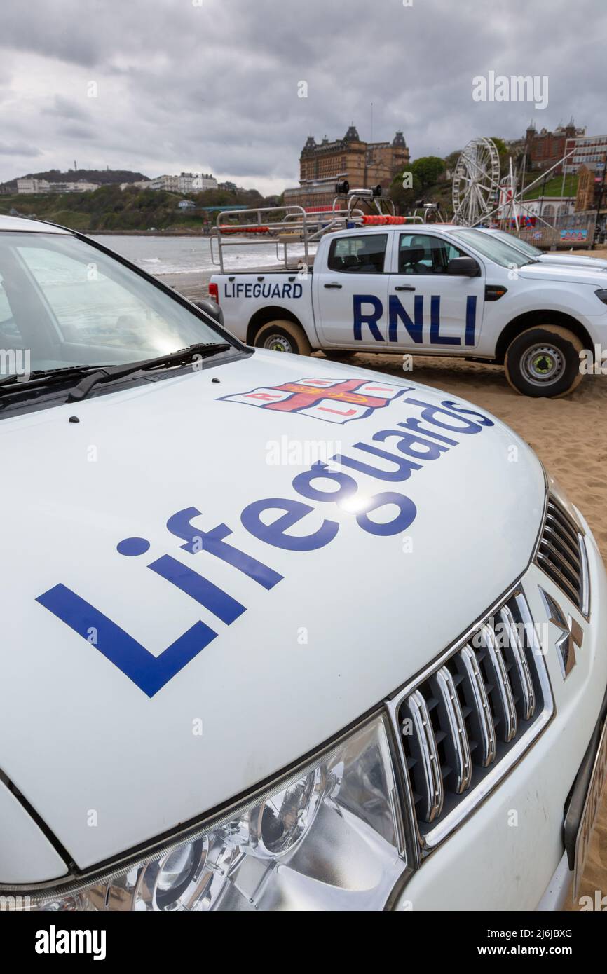 RNLI lifeguard vehicles, Scarborough, Yorkshire UK 2022 Stock Photo - Alamy