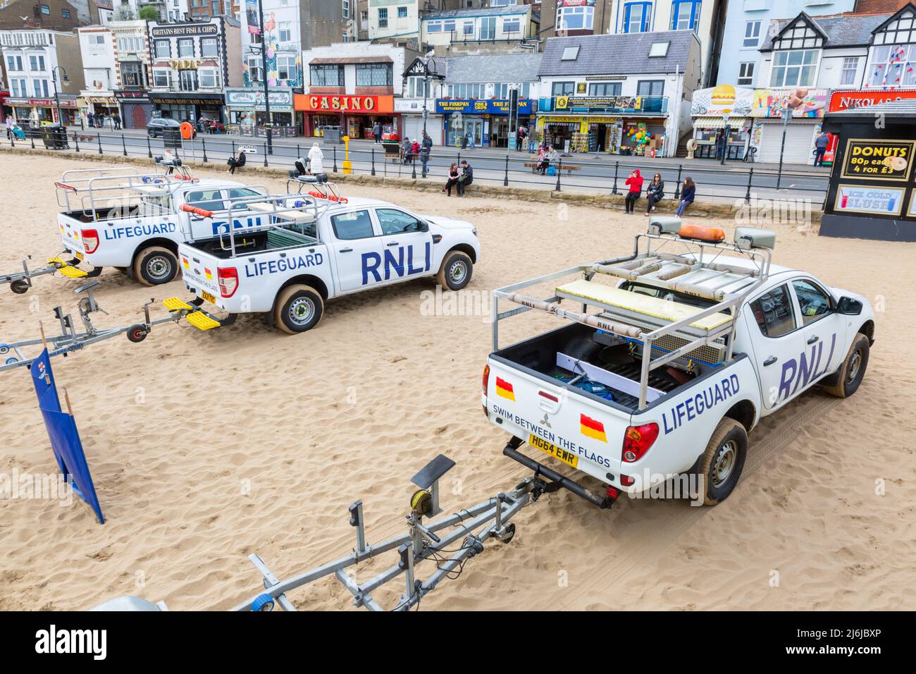 RNLI lifeguard vehicles, Scarborough, Yorkshire UK 2022 Stock Photo - Alamy