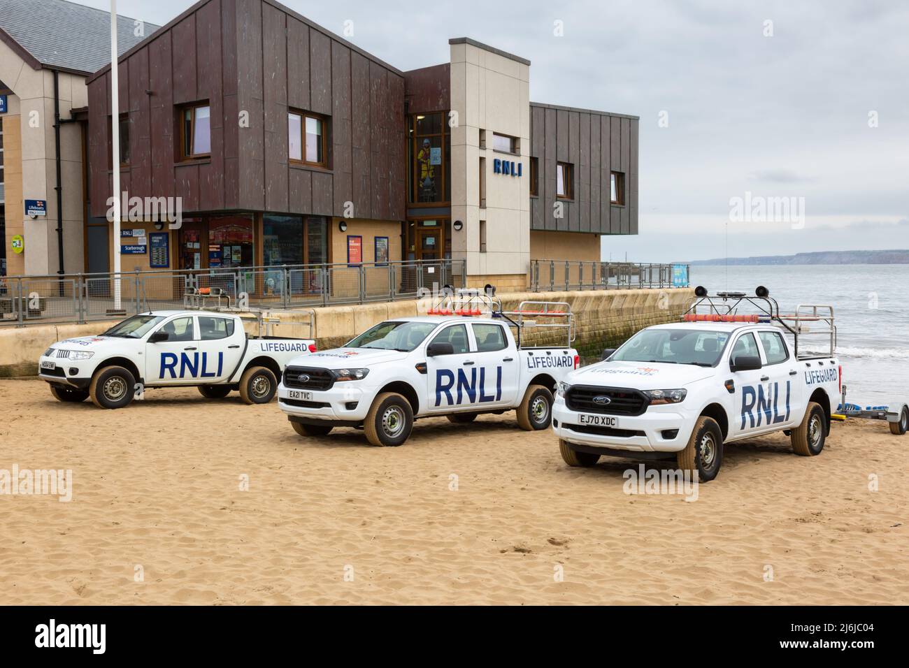 RNLI lifeguard vehicles, Scarborough, Yorkshire UK 2022 Stock Photo - Alamy