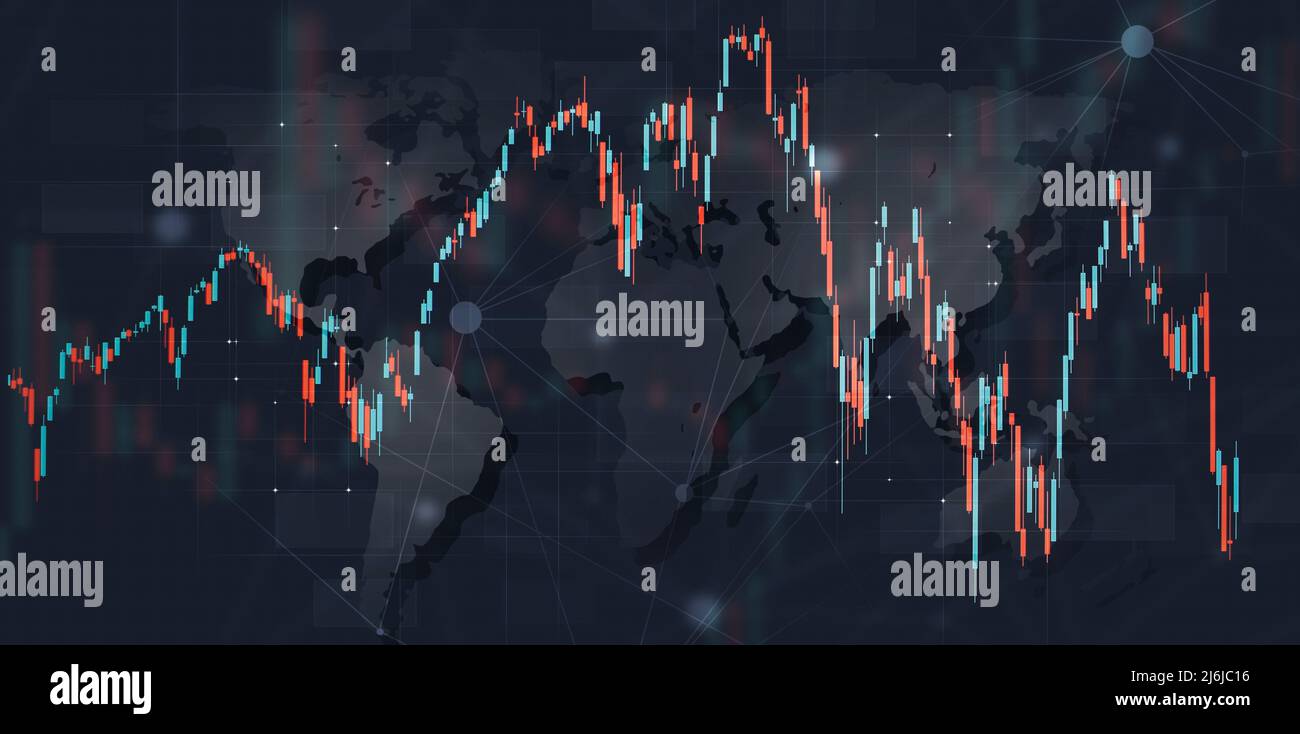 business stock market candles. digital finance trading red and green ...
