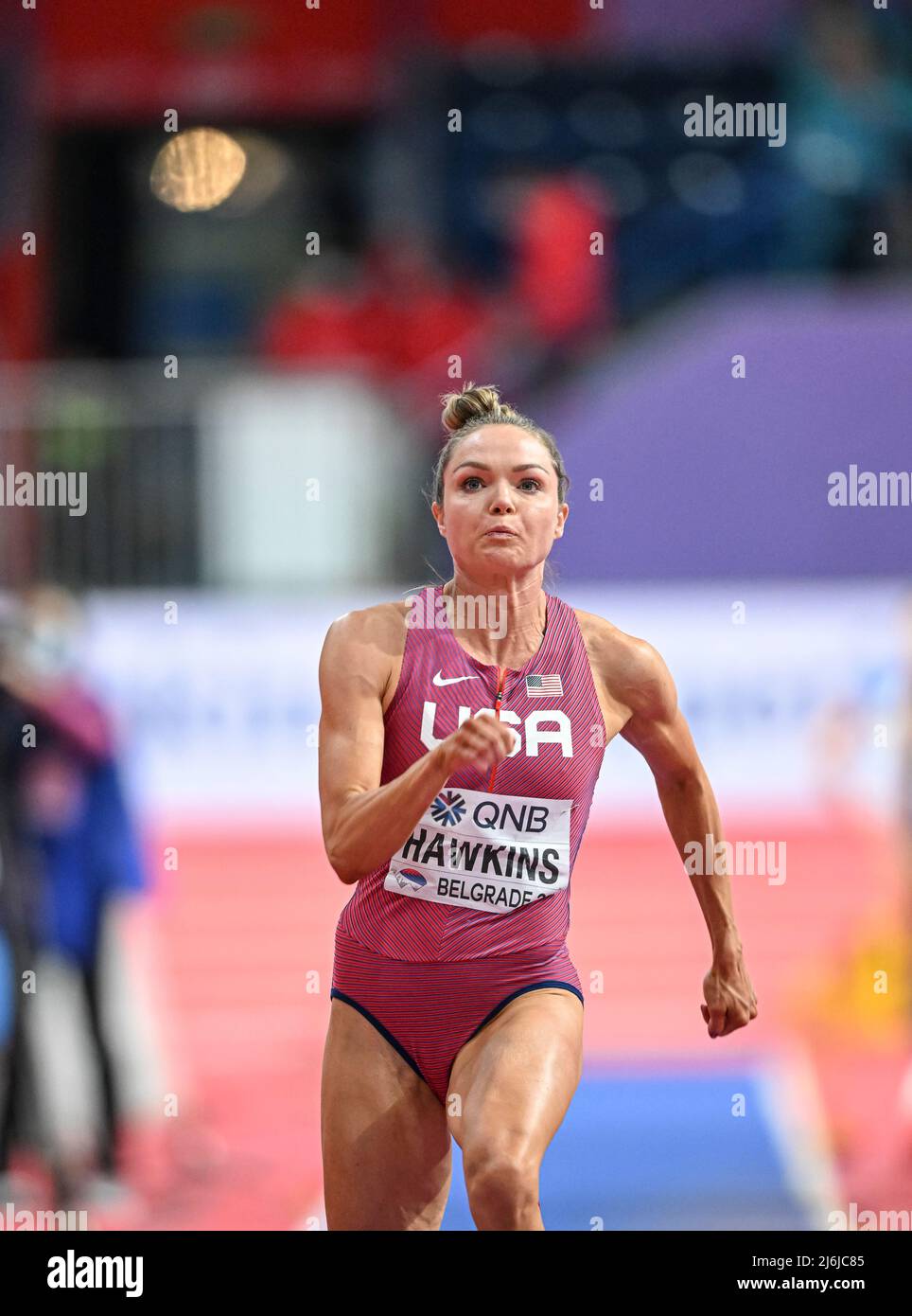 Chari Hawkins participating in the Belgrade 2022 World Indoor ...
