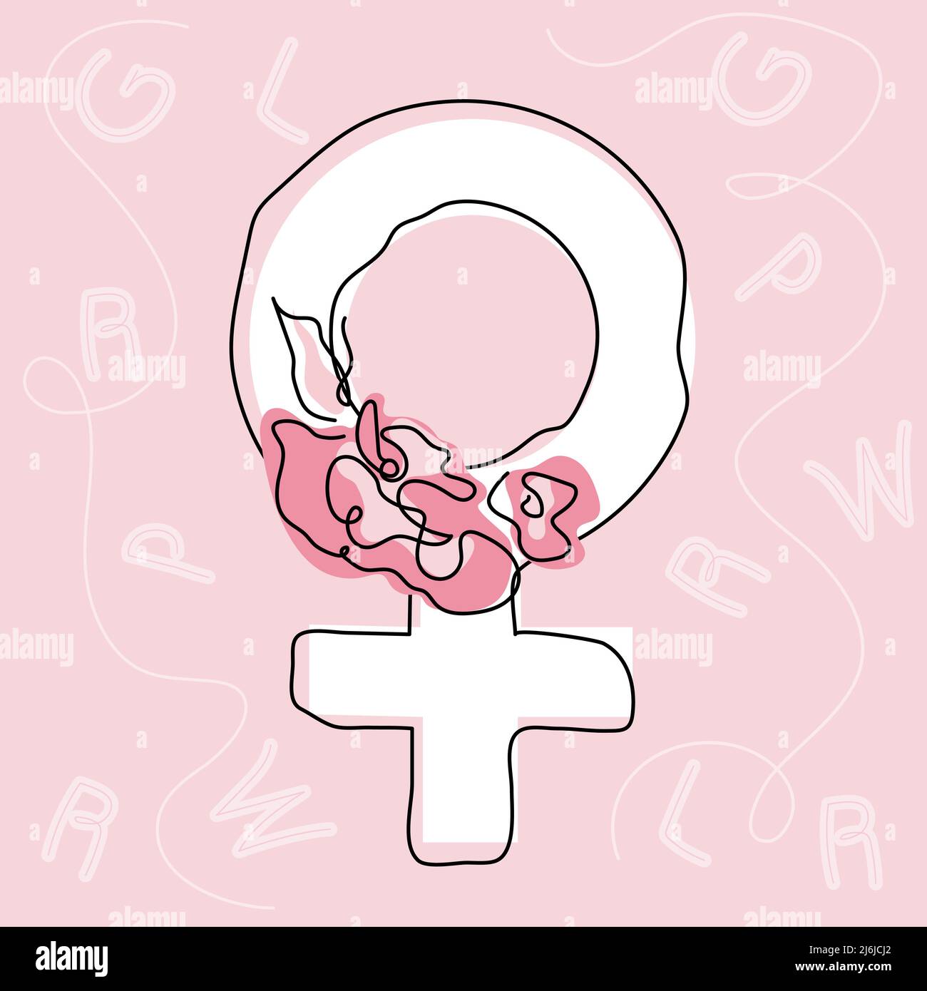 Feminist vector femail symbol and GIRL POWER letters. Illustration ...