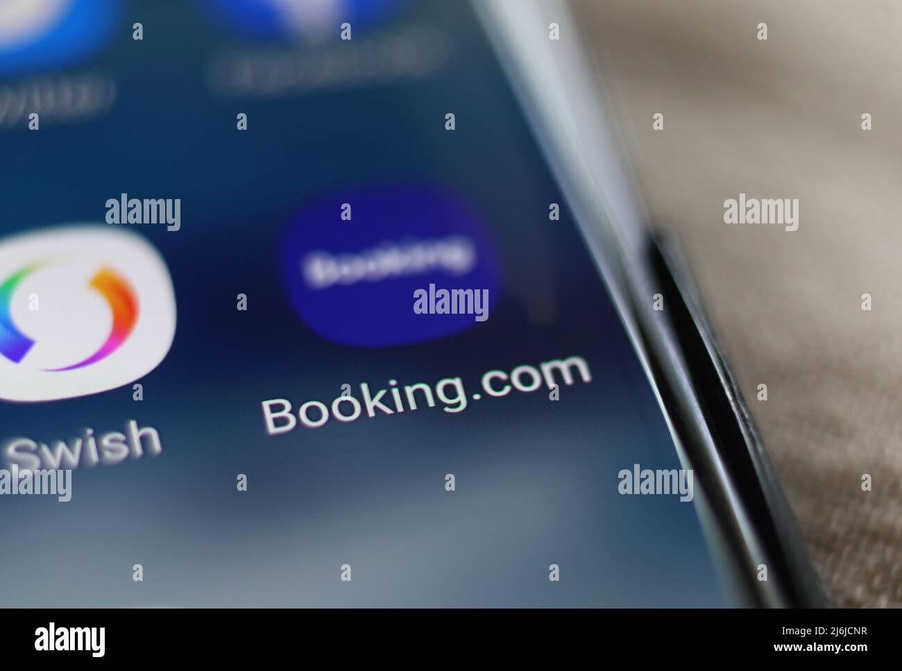 Different mobile applications in a mobile phone, here Swish and Booking ...