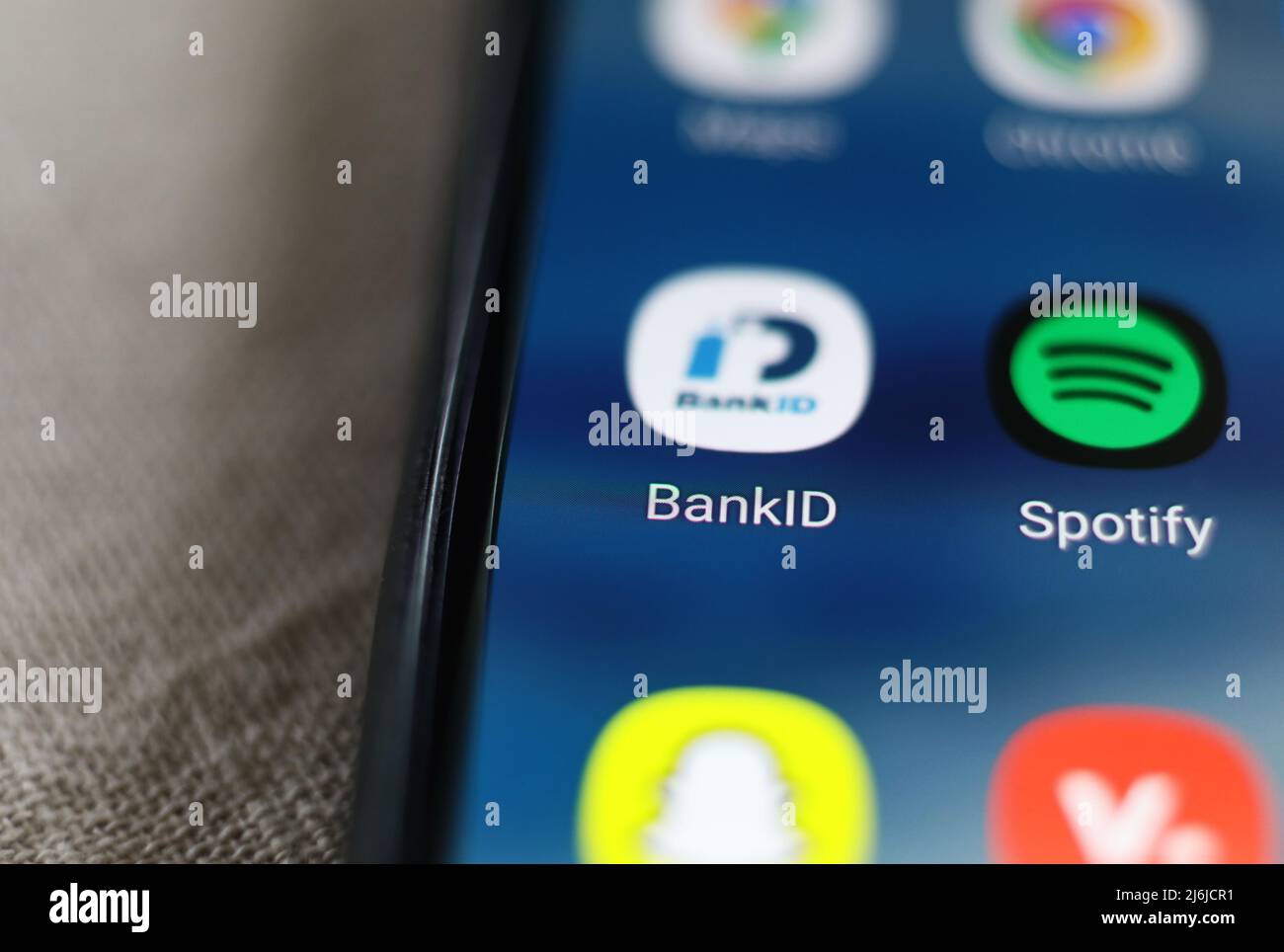 Different mobile applications in a mobile phone, here BankID and ...