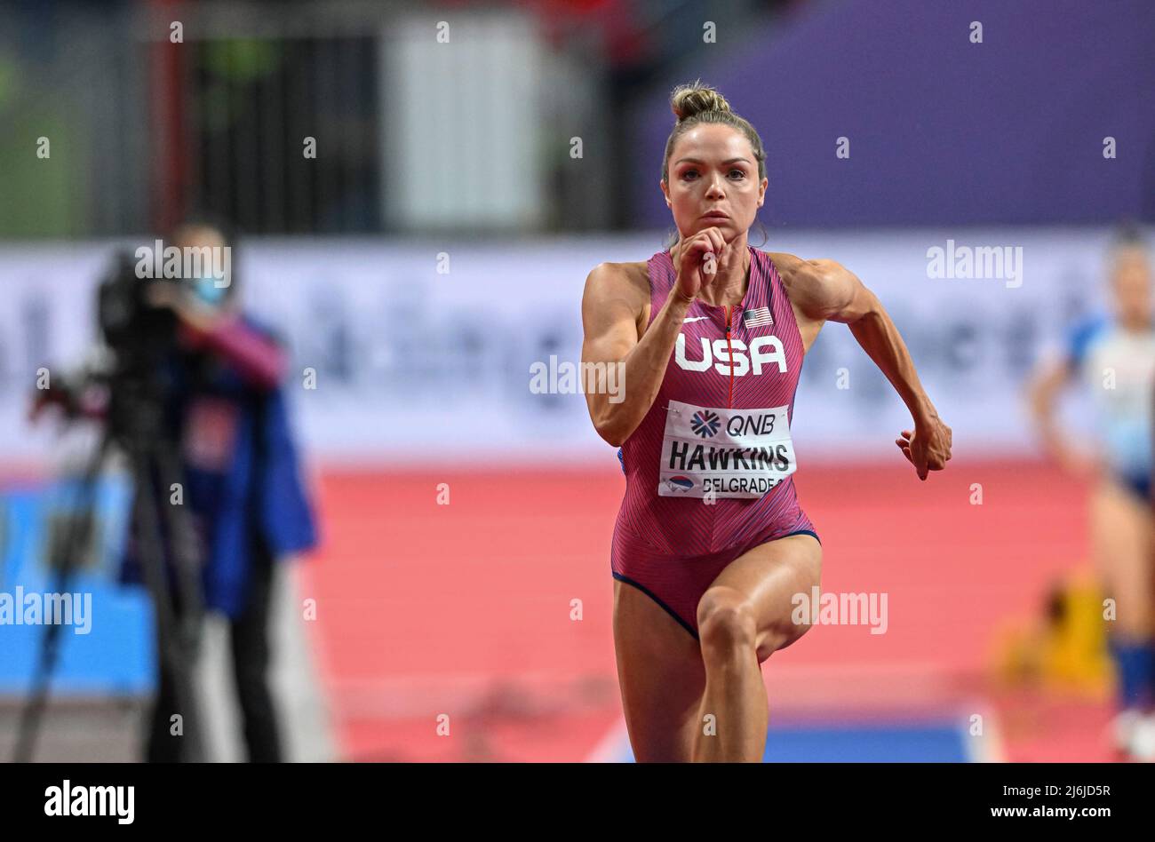Chari Hawkins participating in the Belgrade 2022 World Indoor ...