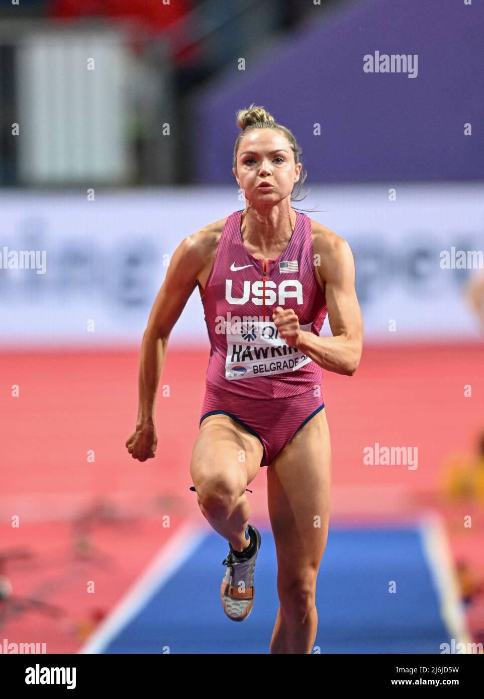 Chari Hawkins participating in the Belgrade 2022 World Indoor ...