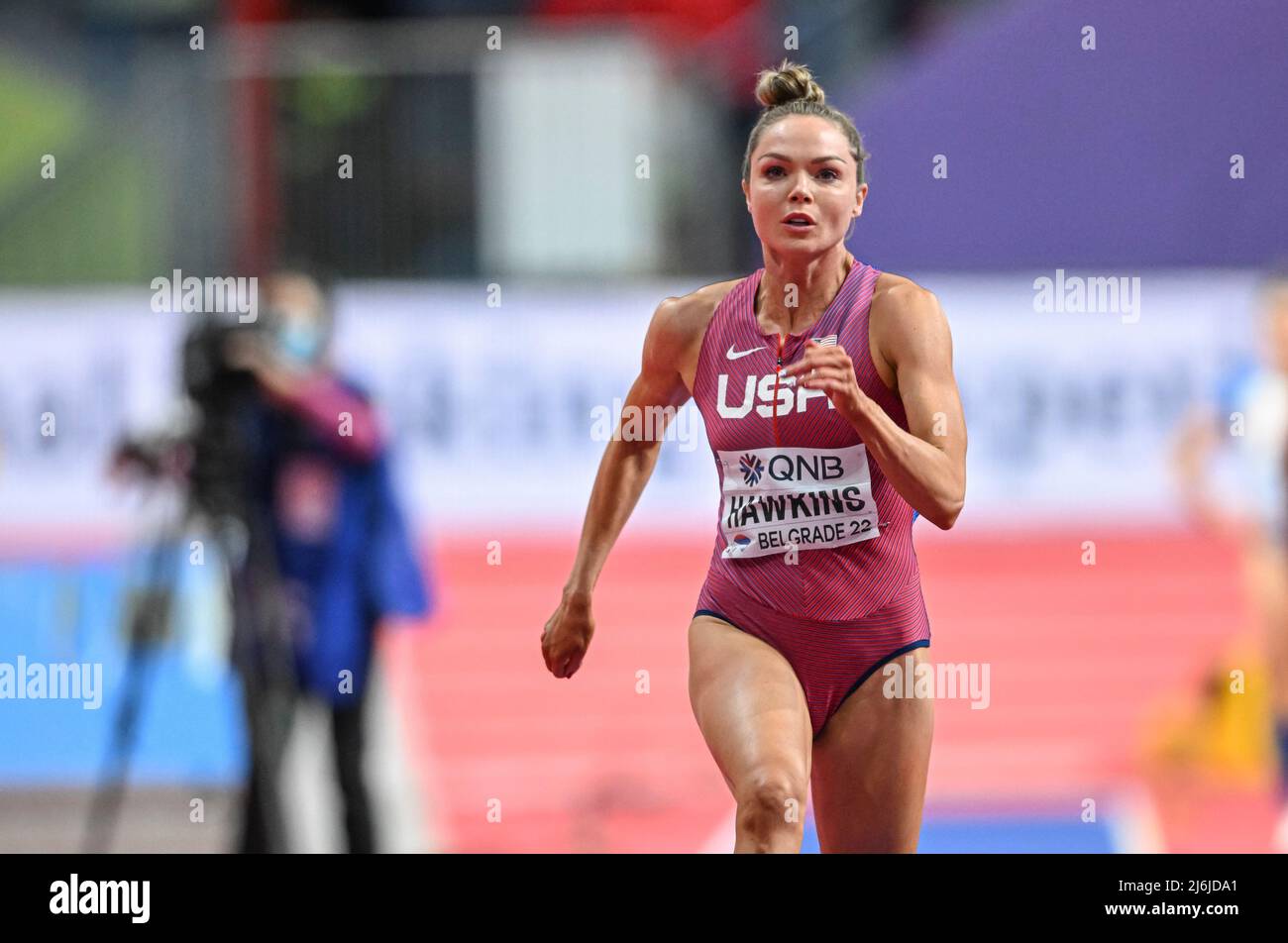 Chari Hawkins participating in the Belgrade 2022 World Indoor ...
