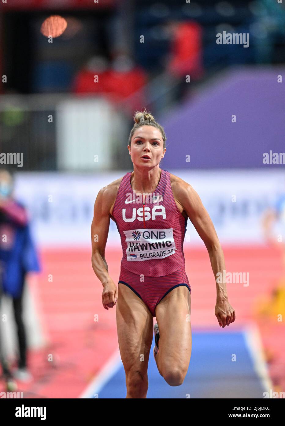 Chari Hawkins participating in the Belgrade 2022 World Indoor ...