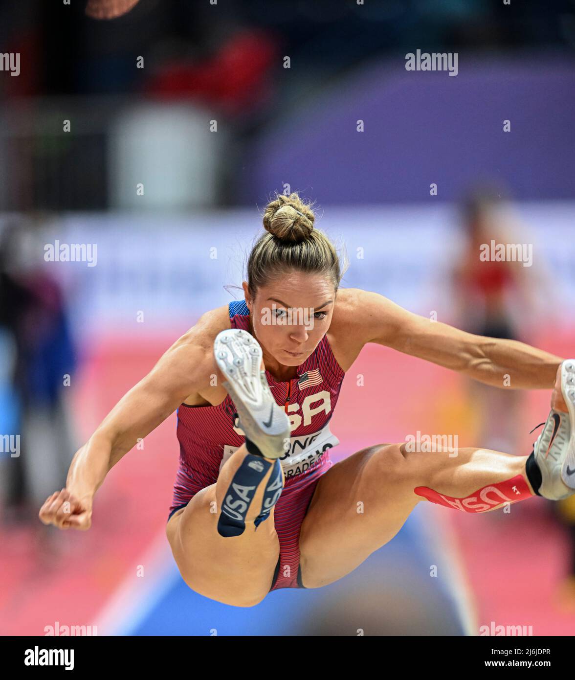 Chari Hawkins participating in the Belgrade 2022 World Indoor ...