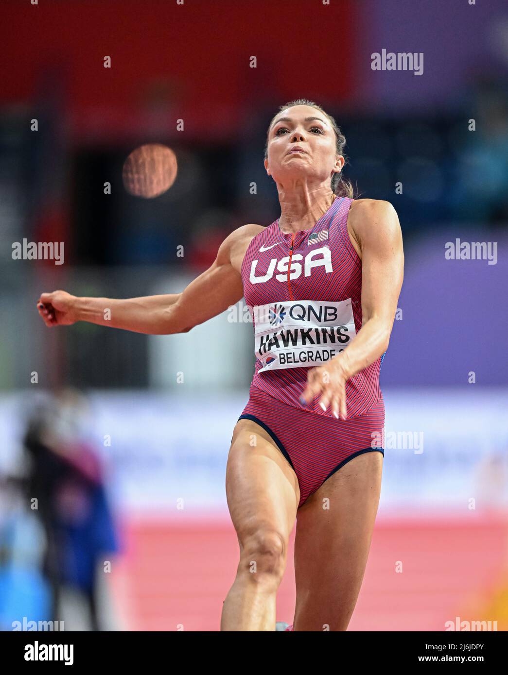 Chari Hawkins participating in the Belgrade 2022 World Indoor ...