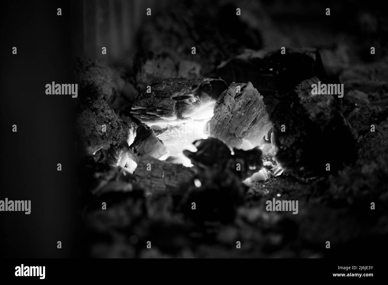 Detailed plan of the combustion chamber in the fireplace, burning wood ...