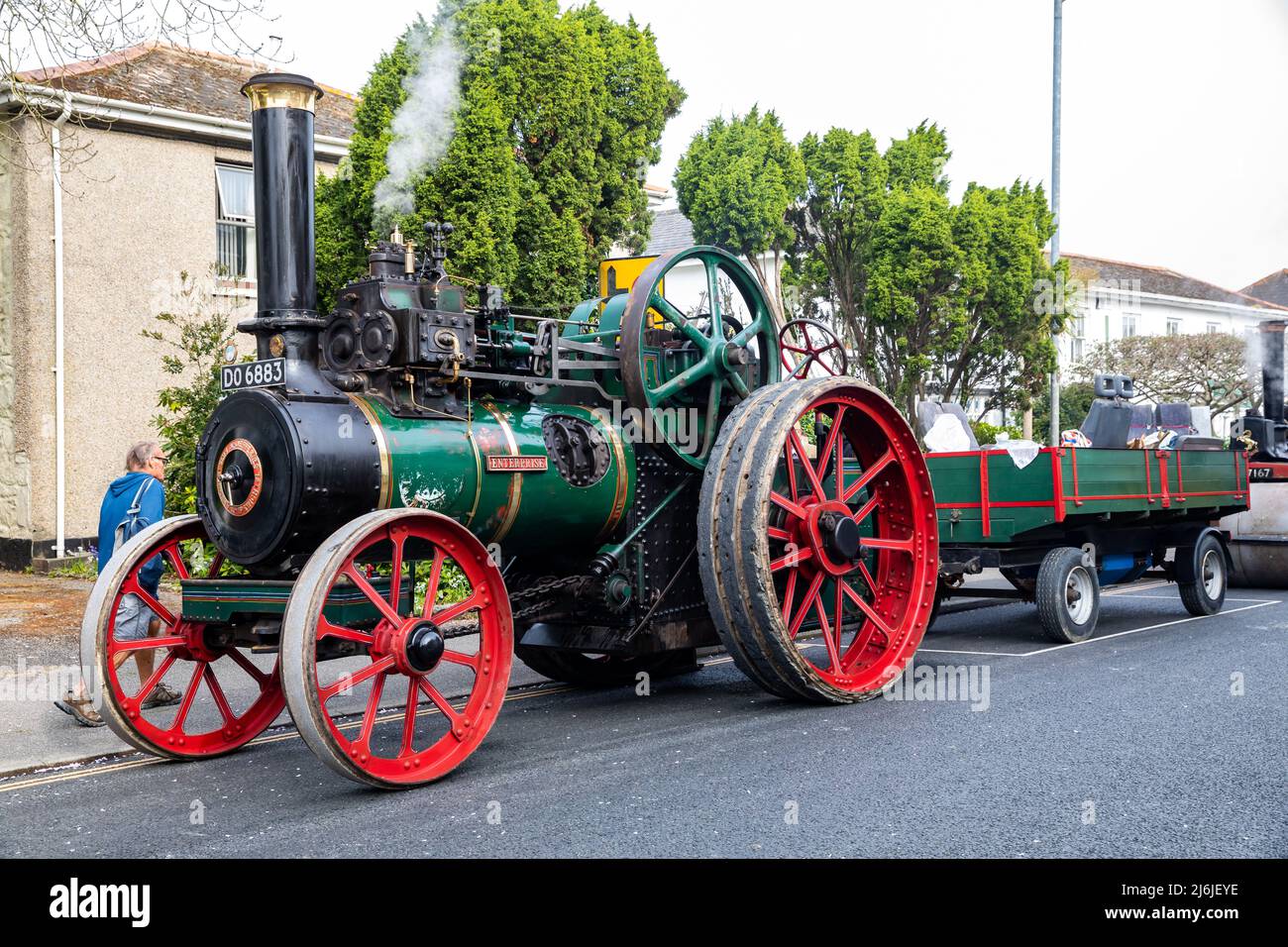 Steam Traction engines parade on Trevithick Day in Camborne, Cornwall ...