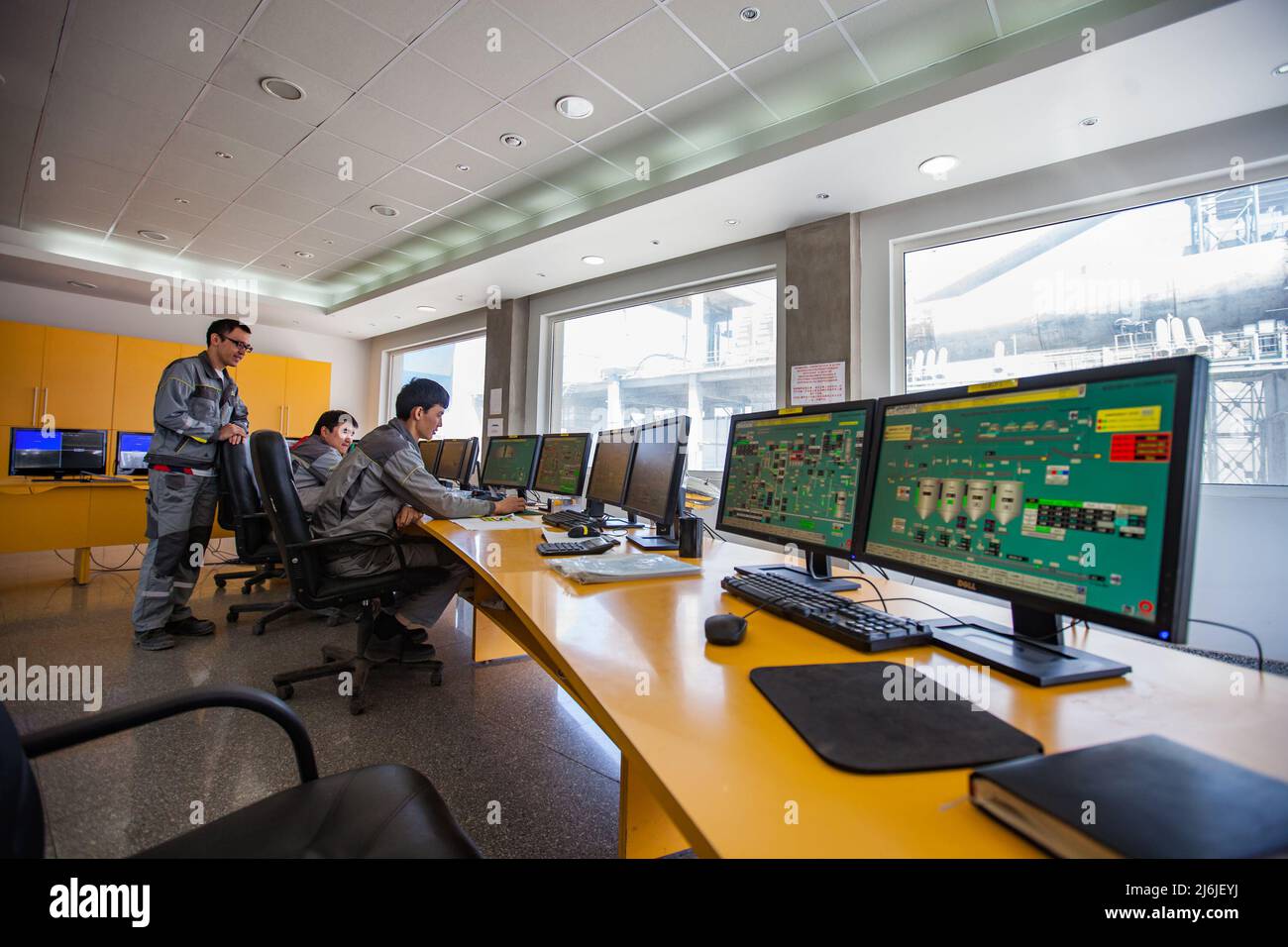 Mynaral, Kazakhstan - April 23 2012: Jambyl Cement plant operation ...