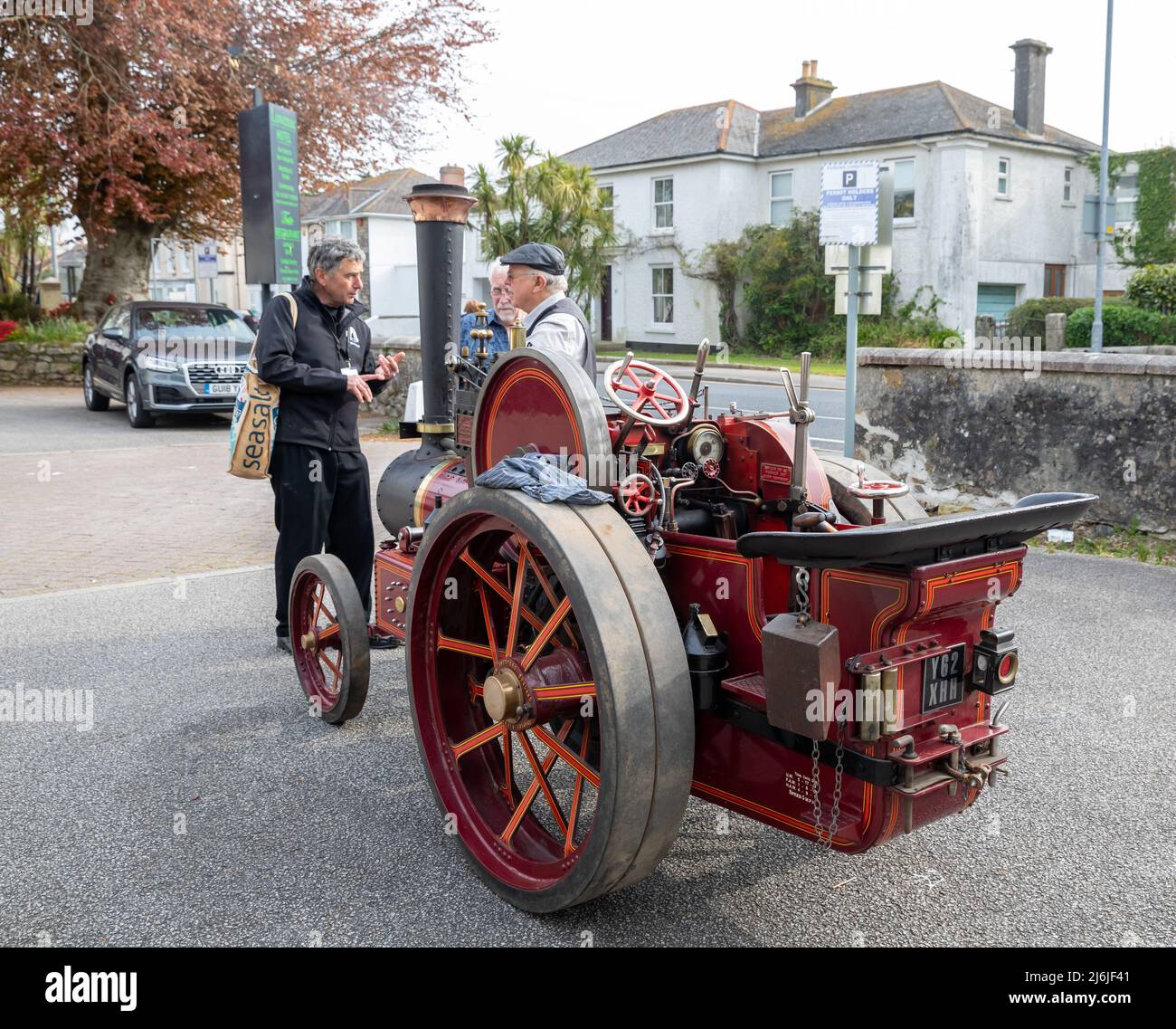 Steam Traction engines parade on Trevithick Day in Camborne, Cornwall ...