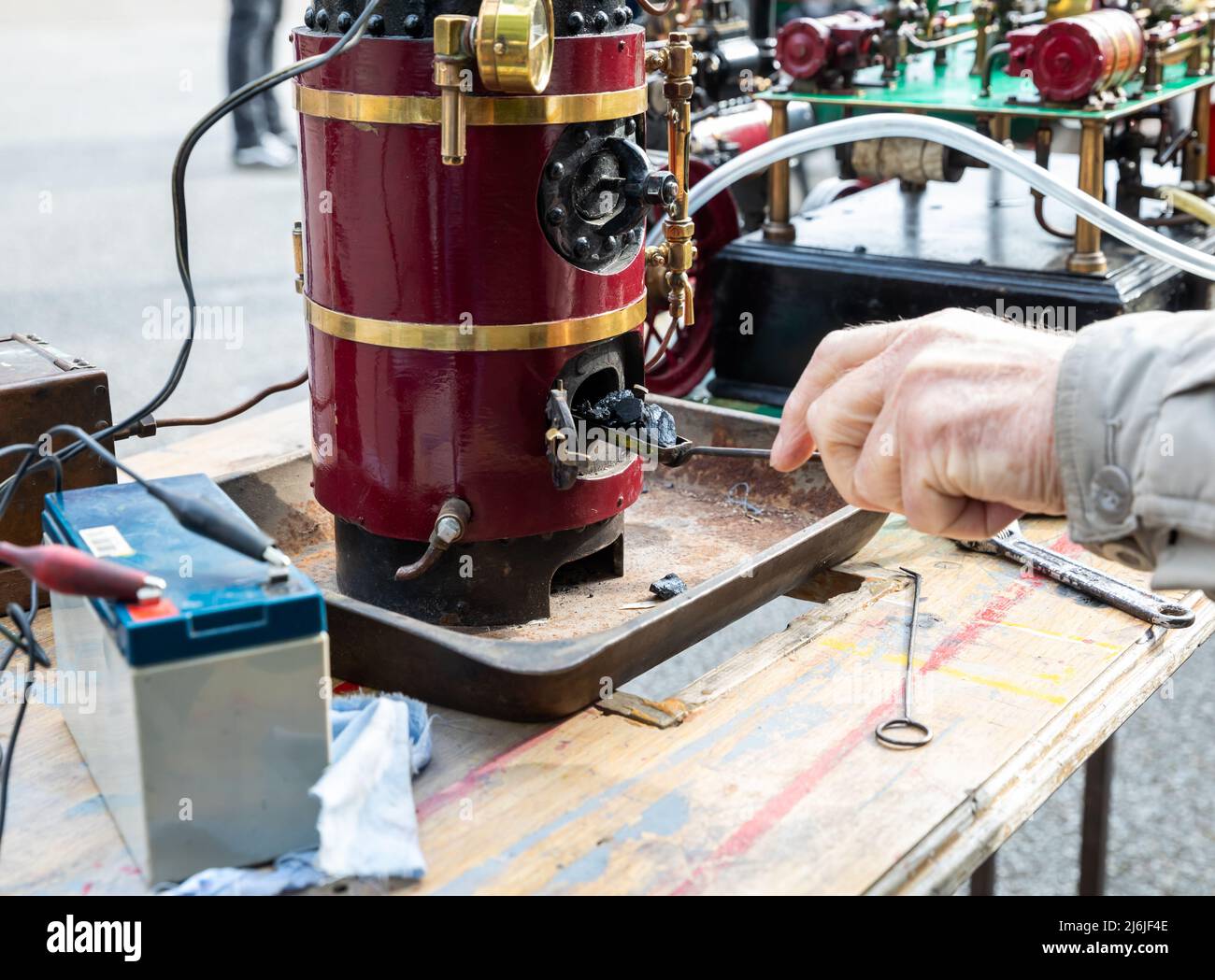 Steam Boiler display on Trevithick Day in Camborne, Cornwall Stock ...