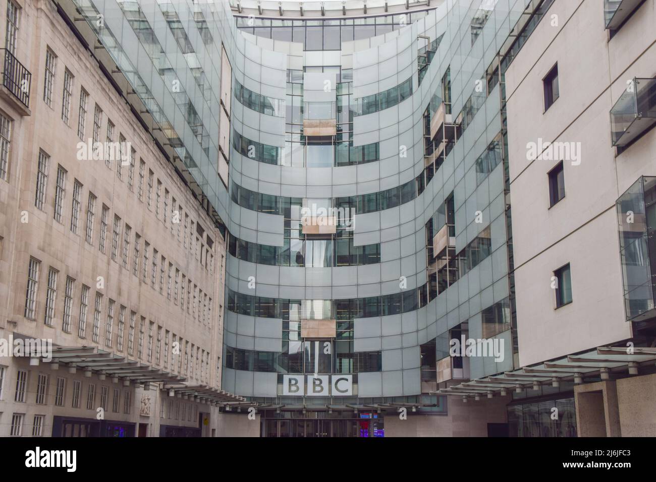London, UK. 2nd May 2022. Exterior view of Broadcasting House, BBC ...