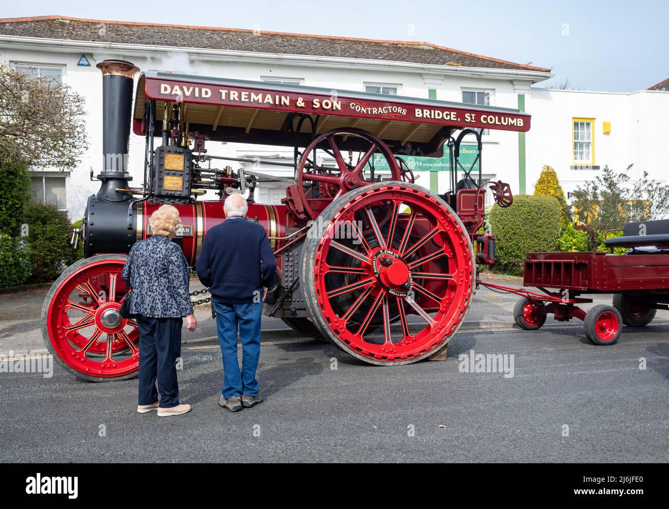 Steam Traction engines parade on Trevithick Day in Camborne, Cornwall ...