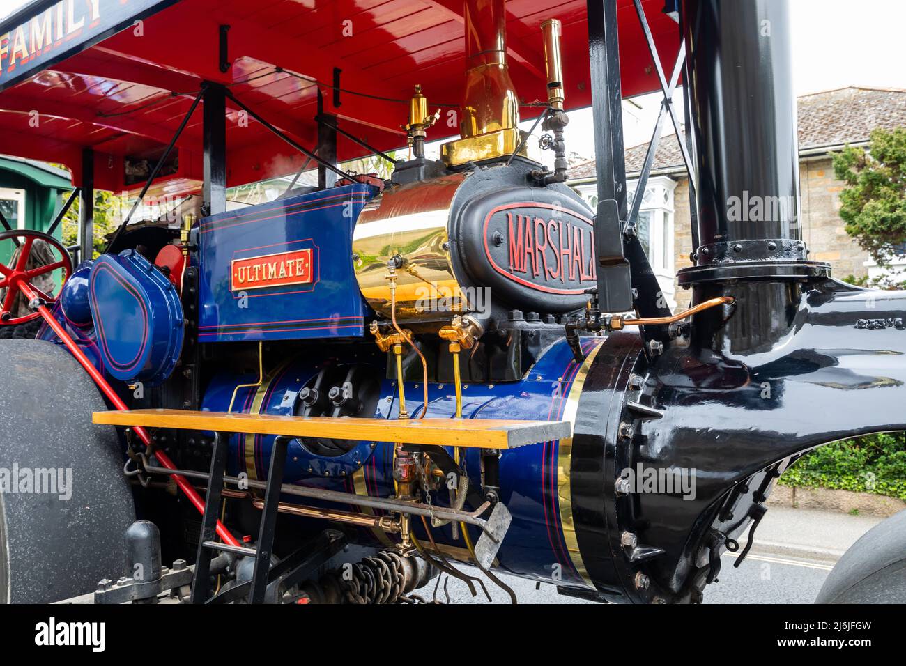 Steam Traction engines parade on Trevithick Day in Camborne, Cornwall ...