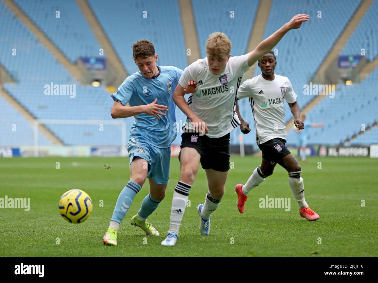 Coventry’s Rylie Siddall battles for the ball with Ipswich’s Callum ...