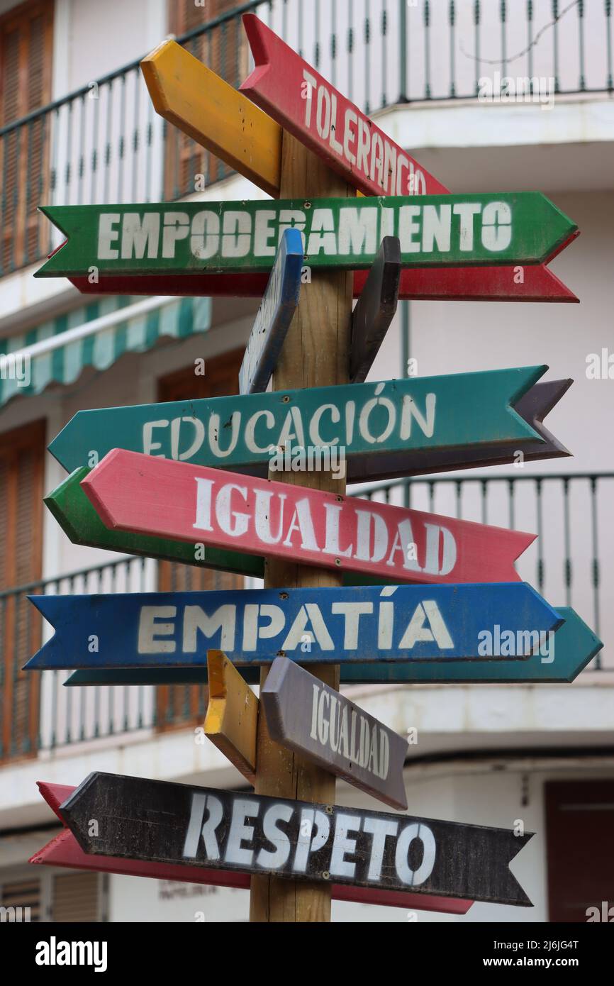 Equality and respect street sign in Nerja, Spain Stock Photo - Alamy