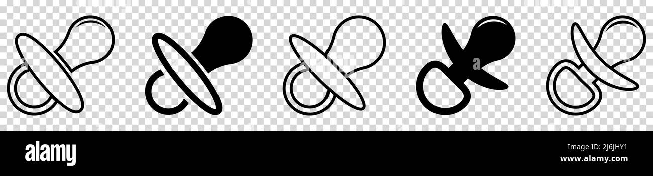 Baby dummy vector icons. Pacifier or nipple symbols. Flat and line art ...