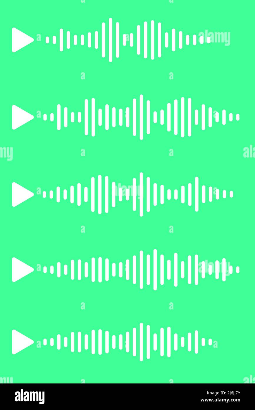 Audio wave icon sound song podcast set on green isolated background ...