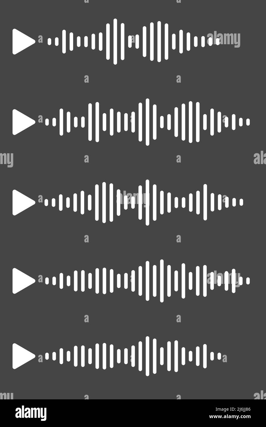 Voice message. Audio wave icon sound song podcast set on gray isolated ...