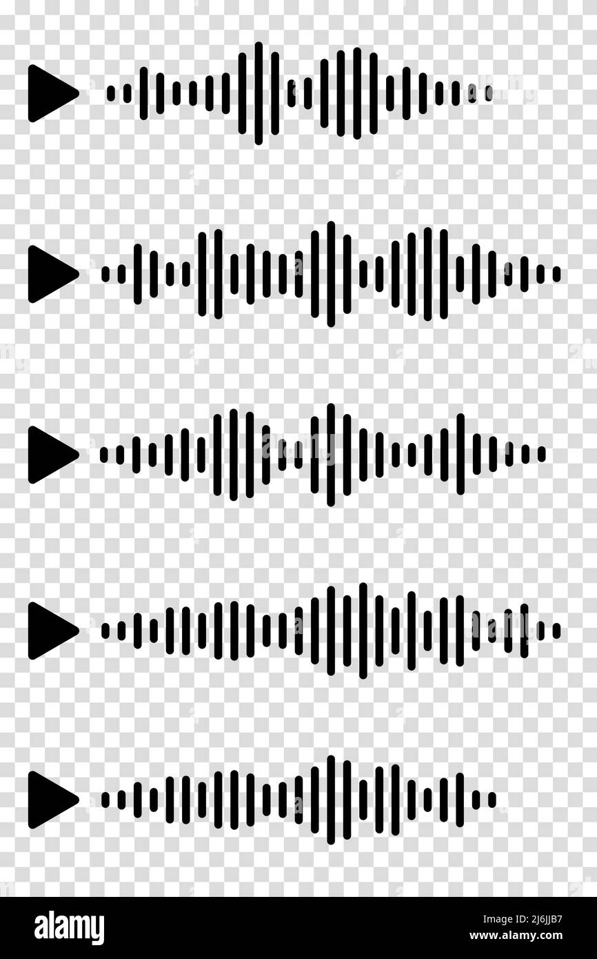 Voice message. Audio wave icon sound song podcast set on transparent ...