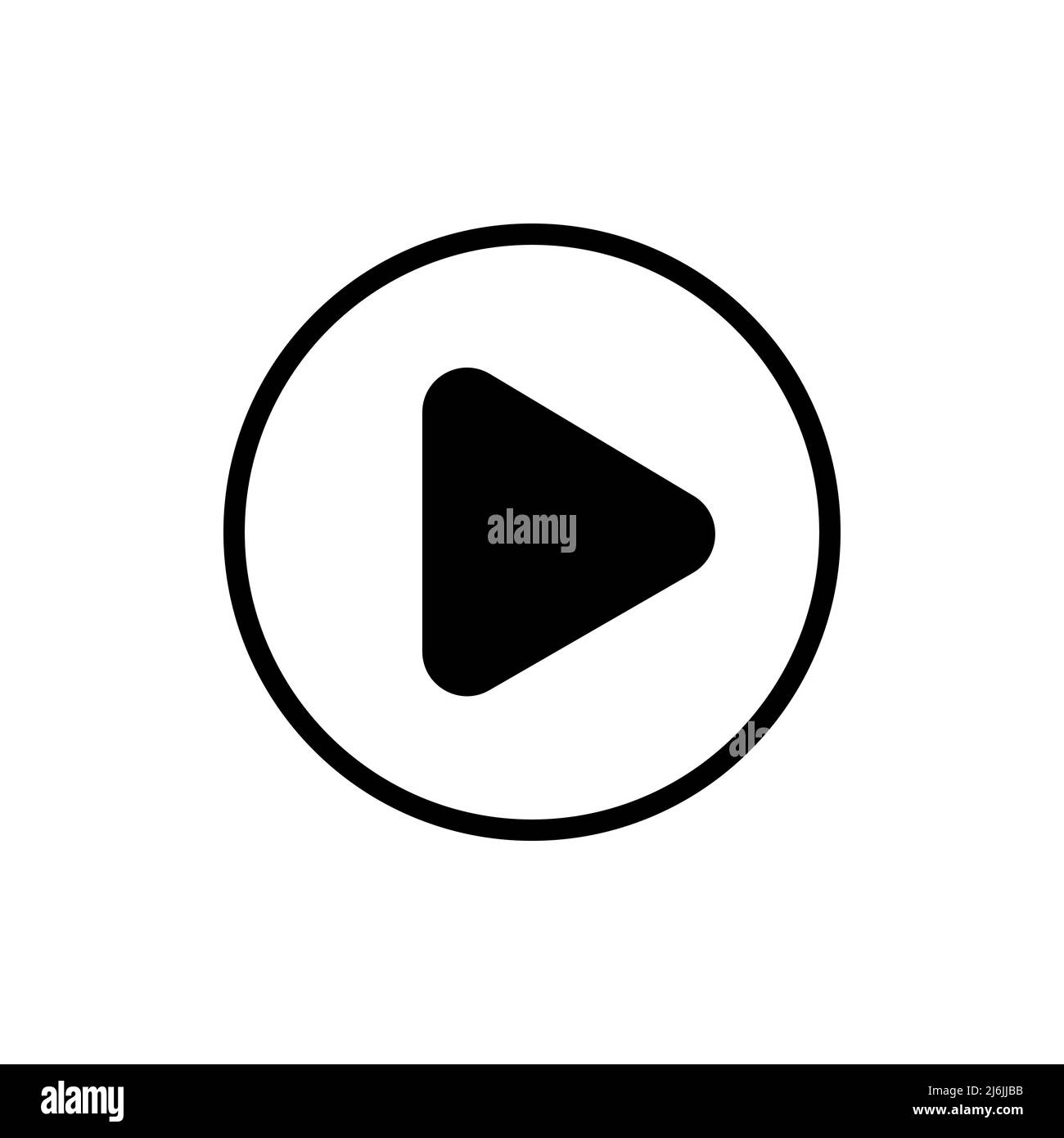 Playback icon on a white isolated background. Black play symbol in a ...
