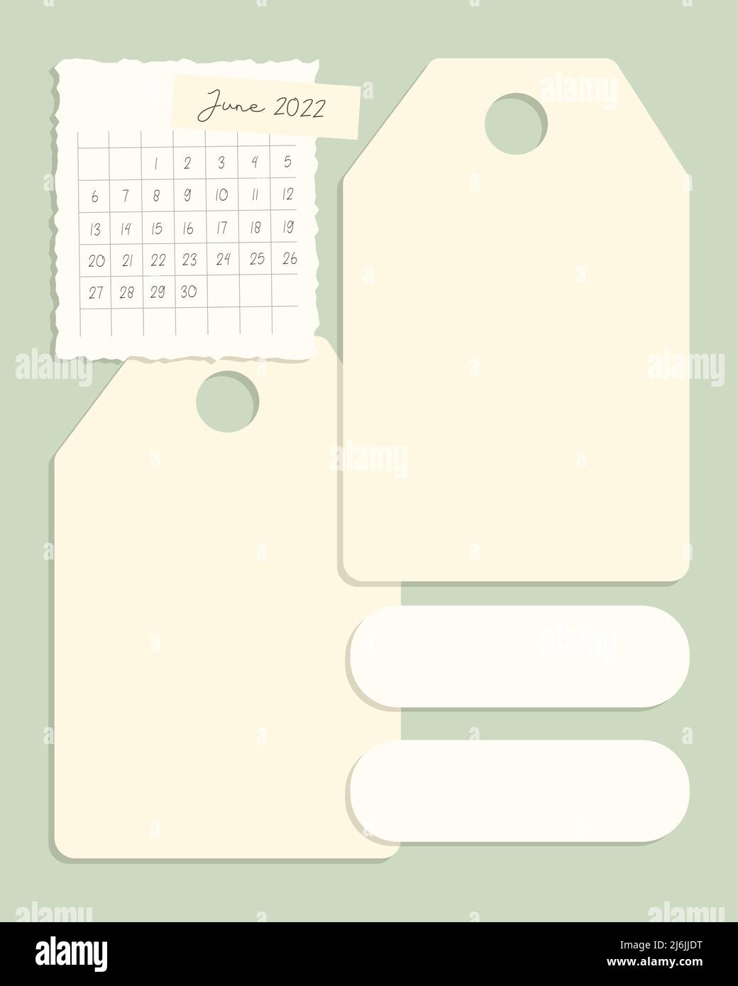 June 2022 Reminder template calendar. To-do list, scrapbooking, notes ...