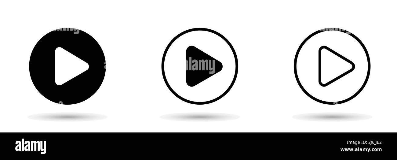 Playback set icon on a white isolated background. Black play symbol in ...