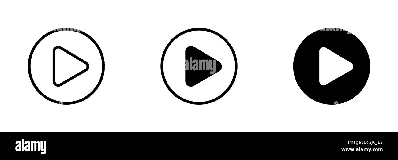 Playback set icon on a white isolated background. Black play symbol in ...