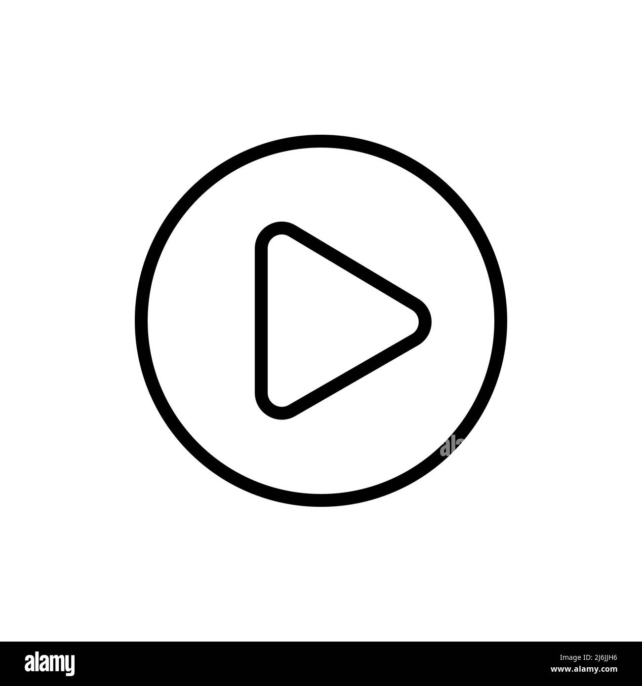 Playback icon on a white isolated background. Black play symbol in a ...