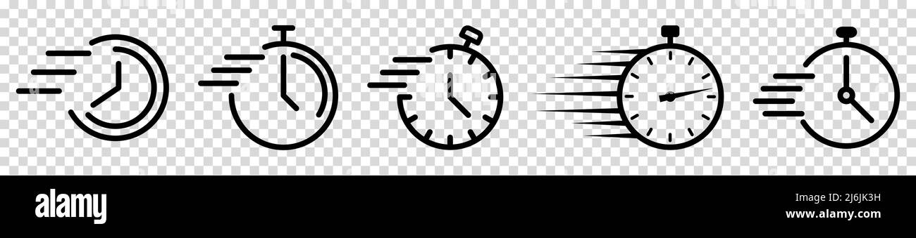 Quick time icon set. Vector illustration isolated on transparent ...