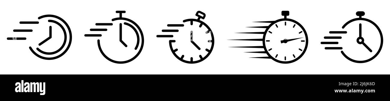 Speed timer icon set. Vector illustration isolated on white background ...
